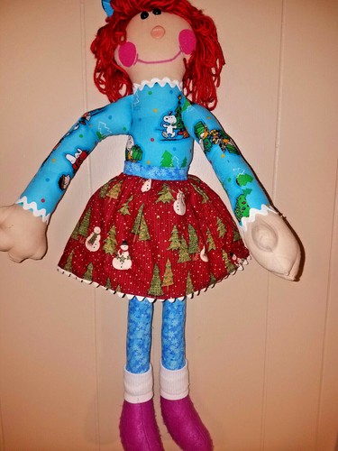 26" Doll Homemade Plush Cloth Red Yarn Hair Long Floppy Legs Arms Rag ...