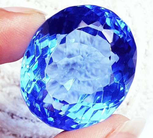 Loose Gemstone Brazilian Blue Topaz Oval Cut 102.05 Ct Certified With ...