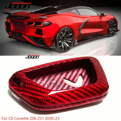 Red Carbon Key Case Fob Cover For Corvette C8 Stingray Z06 Z51 2020 ...