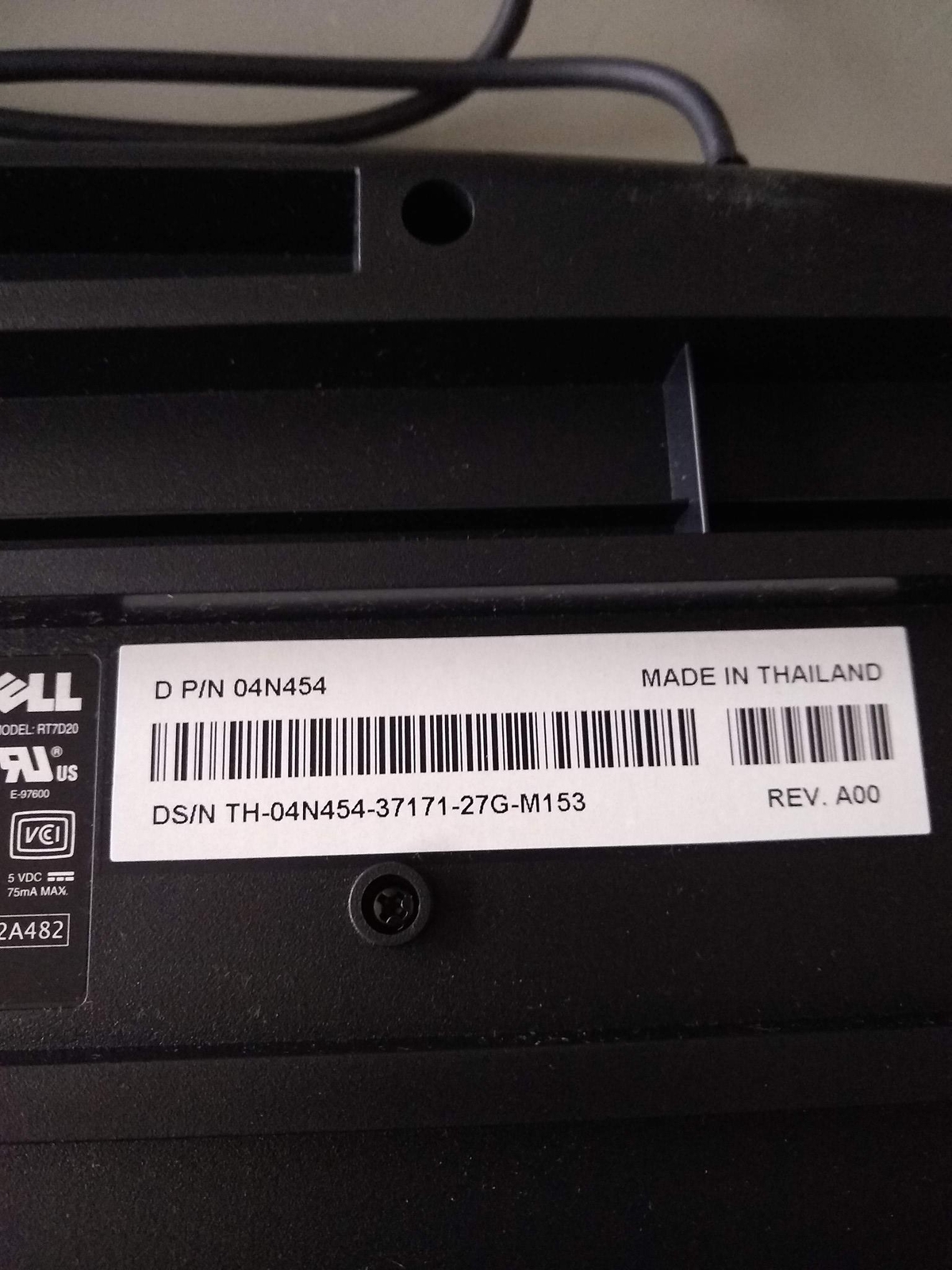 Dell Black Standard Ps/2 Wired PC Keyboard Model Rt7d20 P/n 04N454 for ...