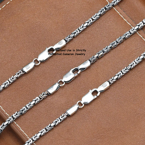 Pure S925 Sterling Silver Chain Men Women 2.5mm Byzantine Link Necklace ...