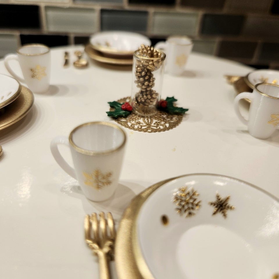 1:6 Scale Barbie Christmas Table Setting Fashion Doll Miniature ...