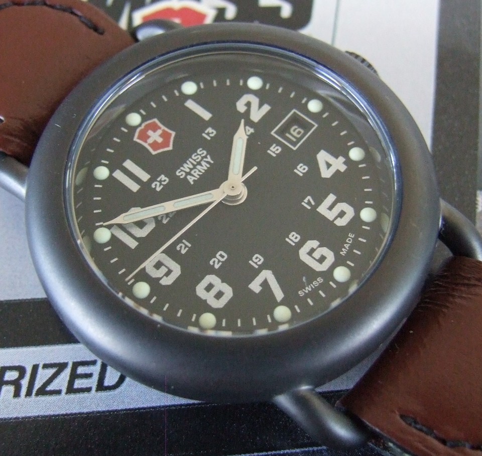 NOS SWISS ARMY Watch~Lady CAVALRY~GunMetal PVD Treatment~Black DL ...