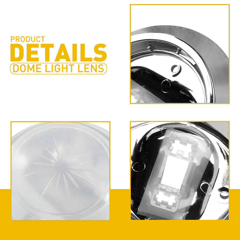 AUXITO Roof Round Dome Light Base + Lens Chrome for Most 1971-1981 ...