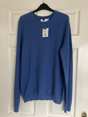 Topman Men's Blue 100 % Cotton Sweater Size S. Brand New. Chest 36-38 ...