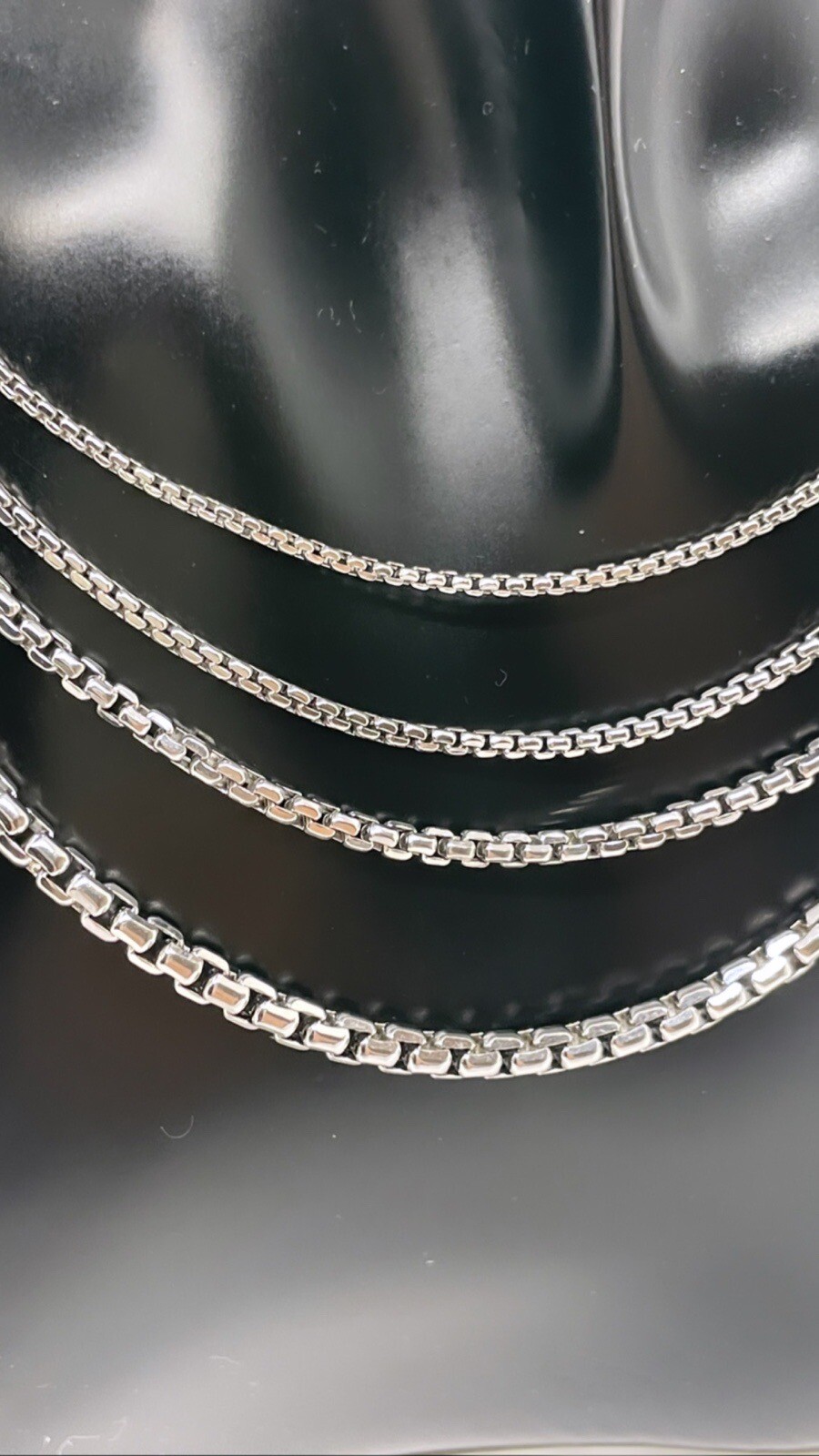 14K White Gold Round Box Chain Necklace - Box Necklace - 14k Ladies ...