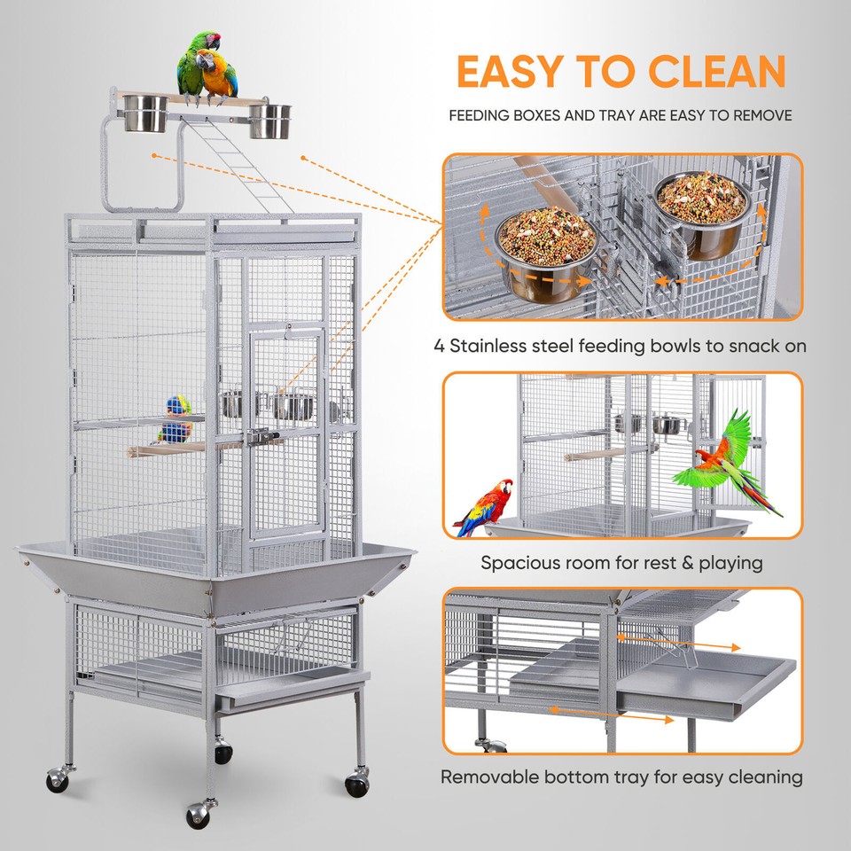 61" Bird Cage Large Play Top Parrot Finch Cage Pet Supplies Removable ...