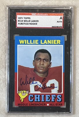 Willie Lanier Signed 1971 Topps RC #114 AUTO SCG Certified Kansas City ...