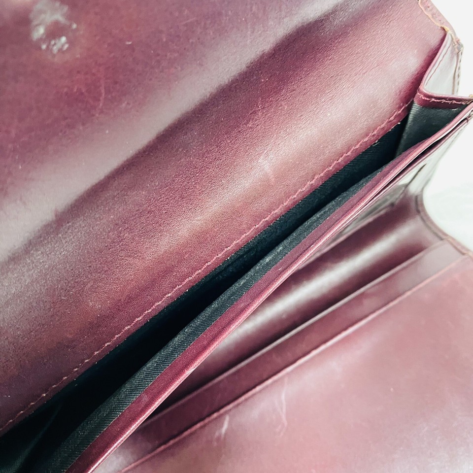 Bosca Romagna Calfskin Burgundy Leather Billfold Wallet Snap Close est ...