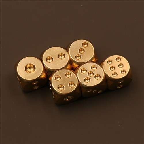 6pcs Solid Brass Dice Toy 15mm Six Sided Square Metal Dice Board Game ...