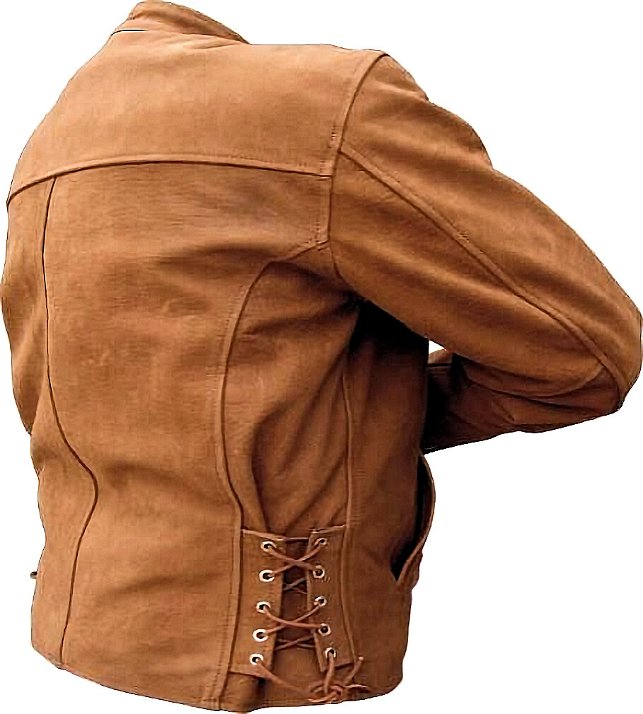 Mens Brown Buffalo Hide Leather Motorcycle Jacket Side Laces | eBay