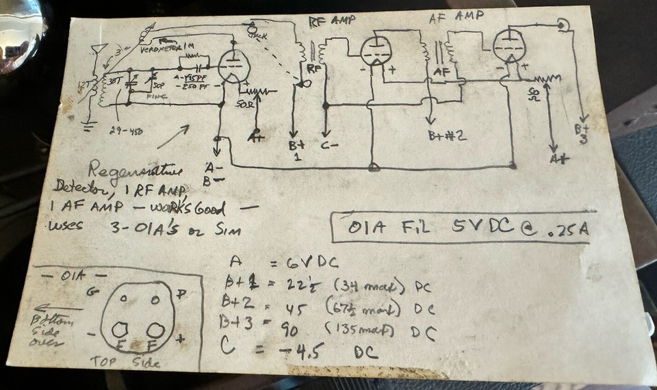 Vintage Regenerative Detector & 1 Rf / 1 Af 01A Tube Amp Caswell Runyan ...