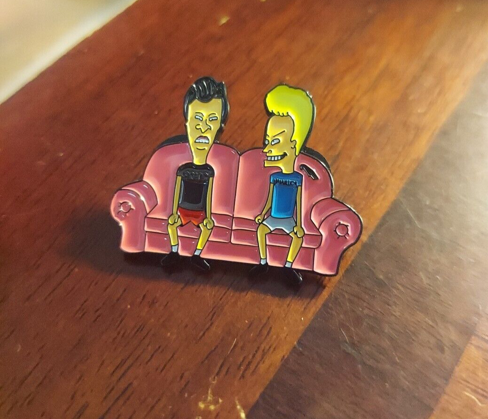 BEAVIS & BUTT-HEAD pinback Sitting On Couch Lapel Pin Cartoon ...