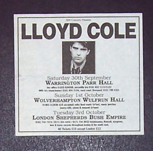 Lloyd Cole Love Story Tour 1995 Mini Poster Type Concert Advert, Promo ...