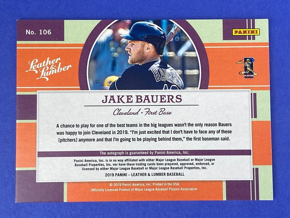 2019 Leather Lumber Jake Bauers Relic Autograph /149 Cleveland Indians ...