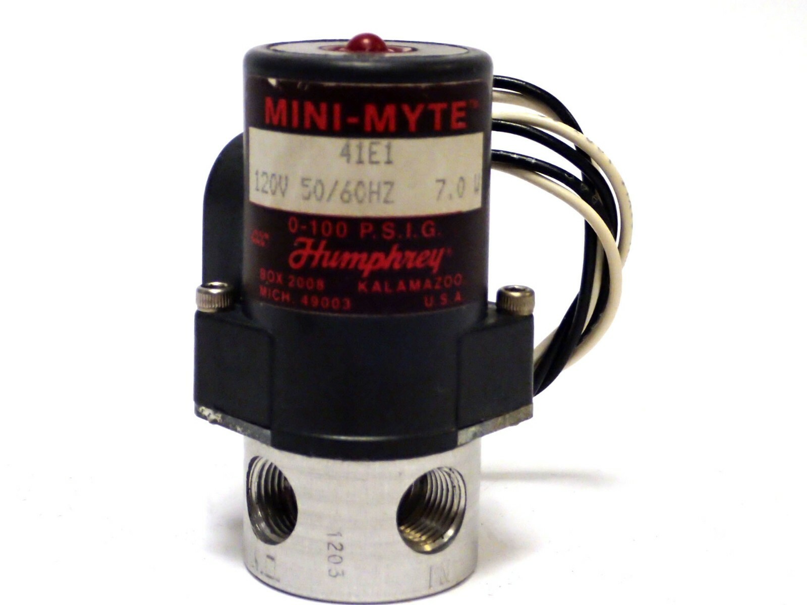 HUMPHREY 41E1 MINI-MYTE VALVE 120V 7W 0-100P.S.I.G. 3-WAY TESTED! | eBay