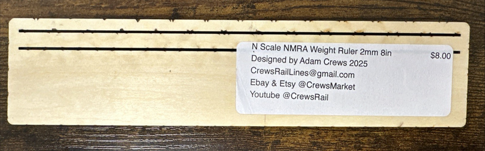 NMRA Weight Template for N Scale Rolling Stock - Laser Cut 2mm X 8 ...