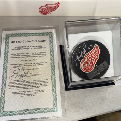 Aaron Ward #27 Autographed Signed Detroit Red Wings Hockey Puck ...