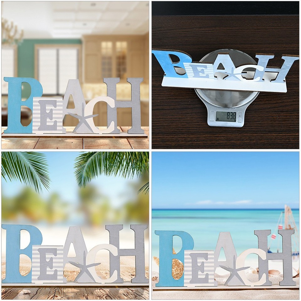 Home Decorations Coastal Table Wooden Adornments Unique Letter Shaped ...
