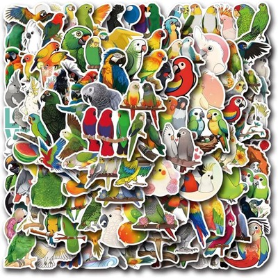 100Pcs Colored Parrot Vinyl Stickers,Bird Graffiti Decals,Waterproof ...