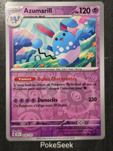 Carte Pokémon REVERSE Azumarill 074/191 SSP Etincelles Déferlantes FR ...