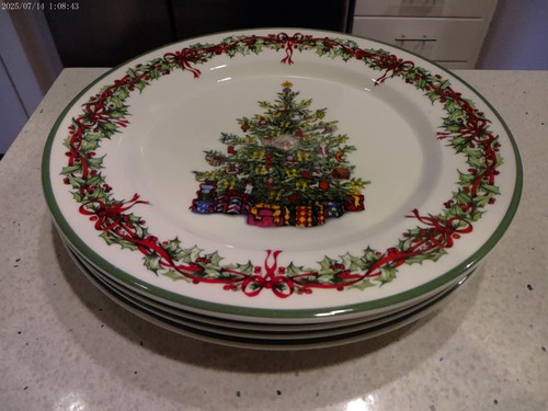 4 Christopher Radko Holiday Celebrations dinner plates mint condition ...