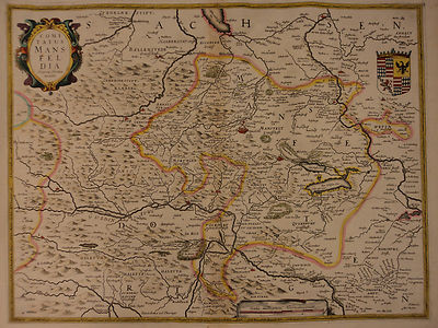 1630 Color MAP of Mansfeld Germany Comitatus Mansfeldia Heinrich ...