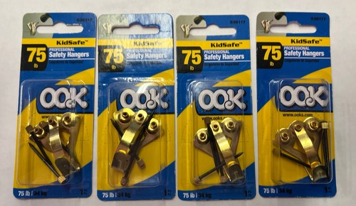 Hillman Lot of 4 kid safe Picture Hanger Steel 75 LB 536117 brass p | eBay