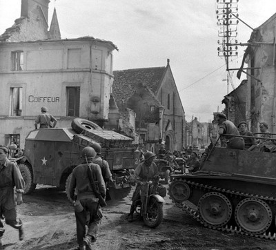 WW2 Photo WWII Armor on French Street Scene Falaise Pocket World War ...