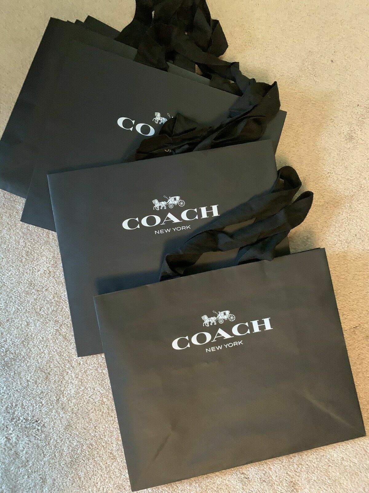 🎀BN Coach Black Gift ~Packing Box~Handle Bag~Envelope Bag~Gift tag Pick ...