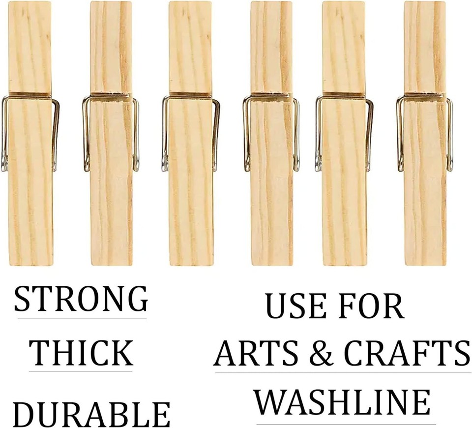 10 20 40 60 Large XXL Wooden Clothes Pegs Clips Washing Line Dry ...