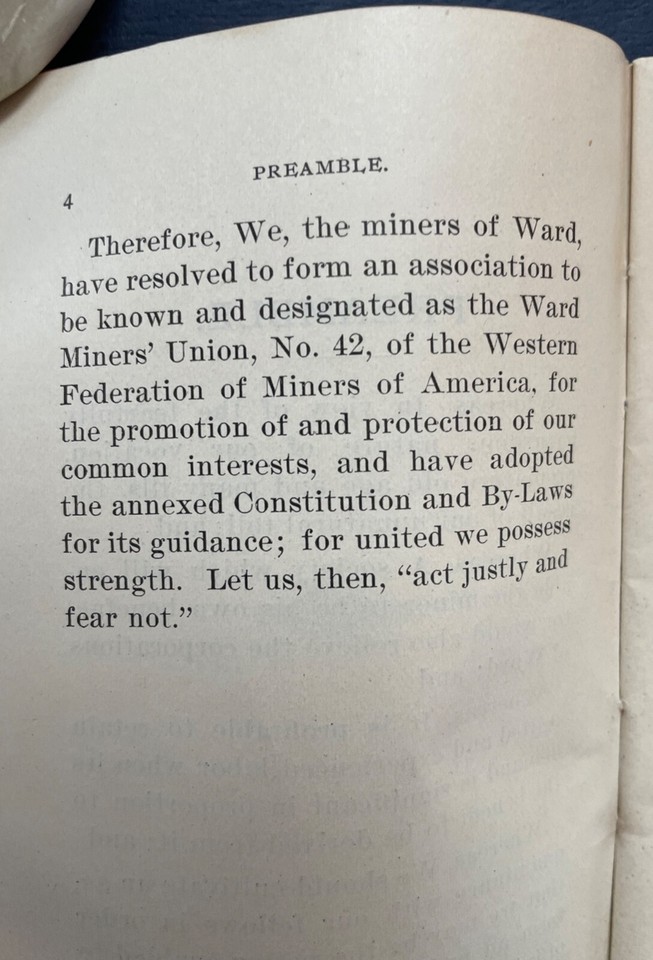Booklet WARD COLORADO Miners' Union #42 1896 Constitution &By-Laws | eBay