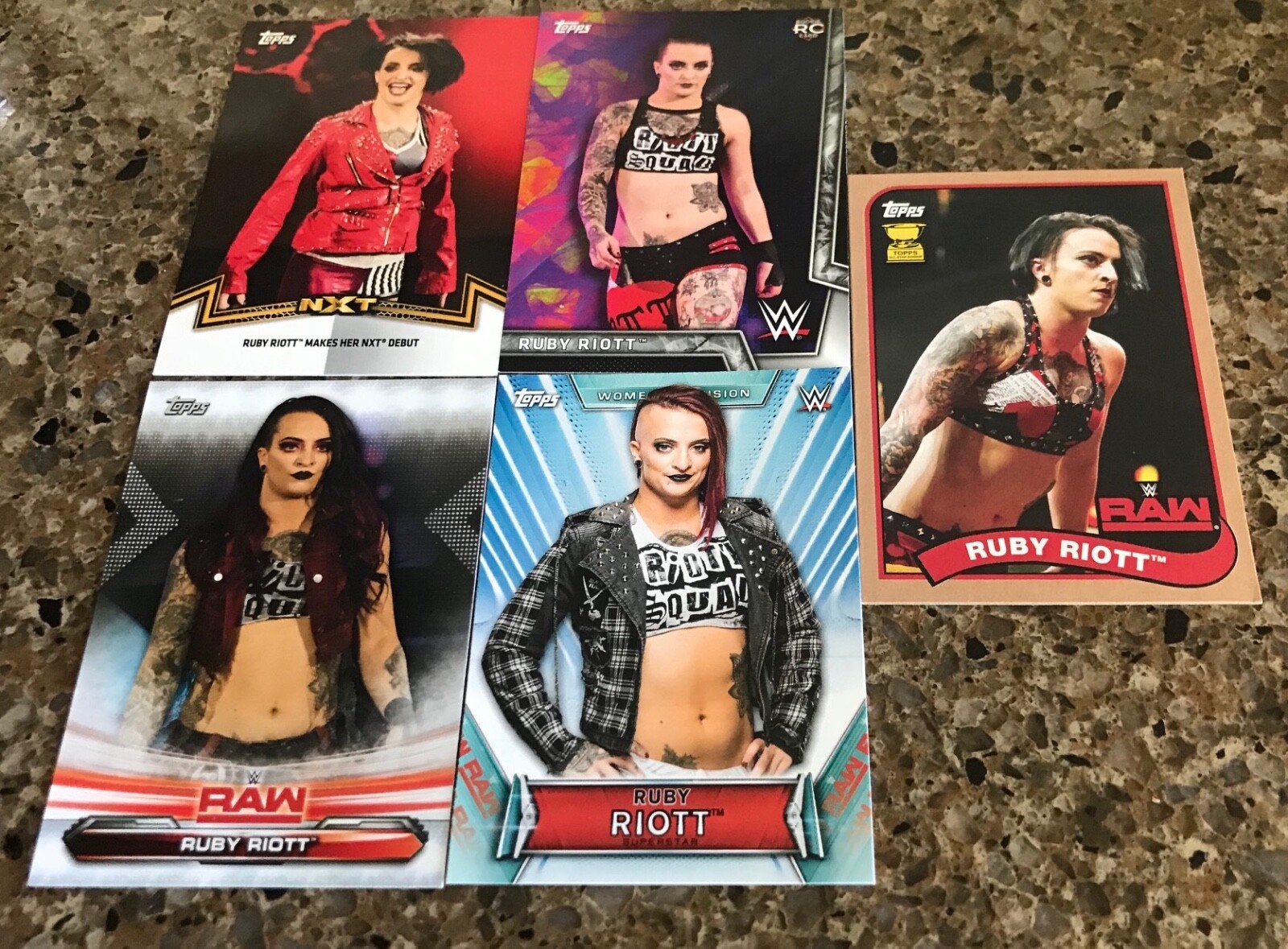 5- RUBY RIOTT NXT/ WWE TOPPS CARD LOT 2018-2019 W/"RC" DIVA STAR! ALL ...