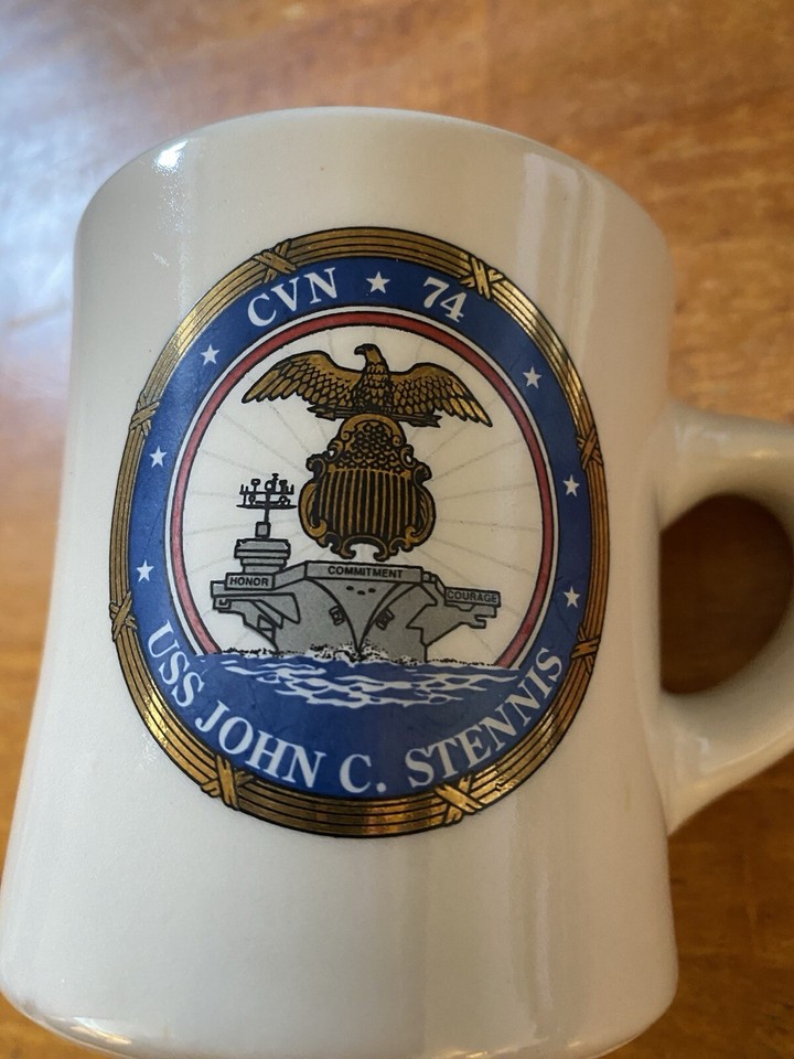 vtg Navy USS John C. Stennis CVN 74 Aircraft Carrier Ceramic Mug Cup ...