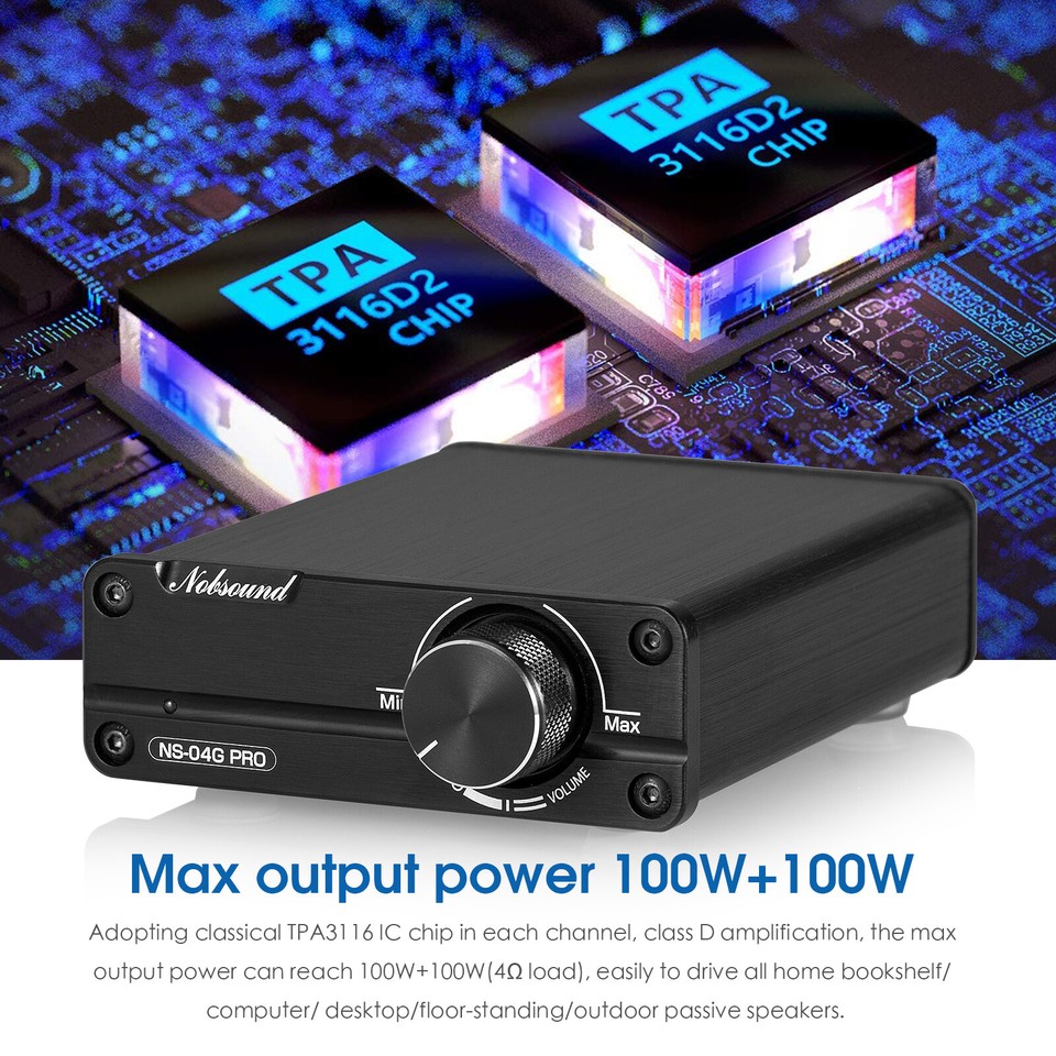 Nobsound Mini 2.0 Channel Digital Amplifier HiFi Stereo Desktop Audio ...