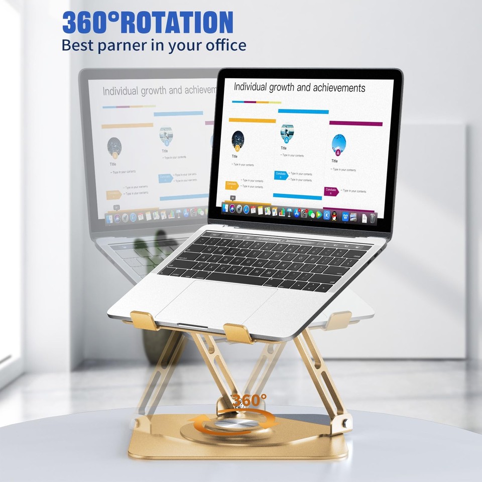 Laptop Stand for Desk, Adjustable Computer Stand with 360° Rotating ...