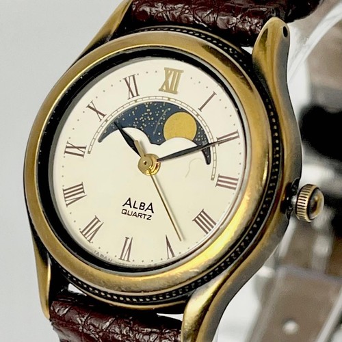 Seiko Alba Moon Phase Quartz Watch with Battery & Operation Authentic ...