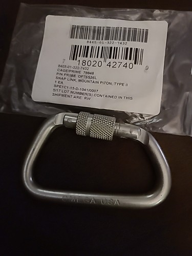 Omega Pacific OP76S36L Steel Carabiner Mountain Piton Snap Link Type II ...
