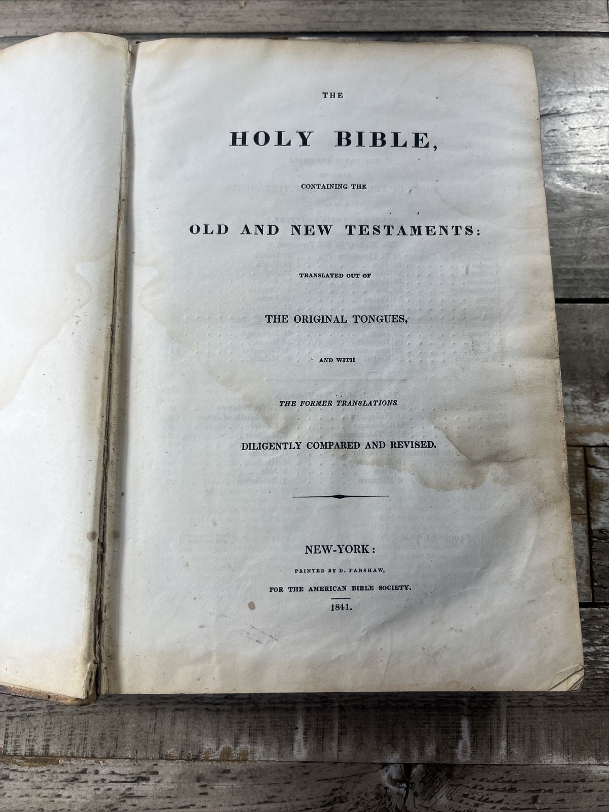 1841 Antique Large Leather Christian Bible "Holy Bible: New & Old ...