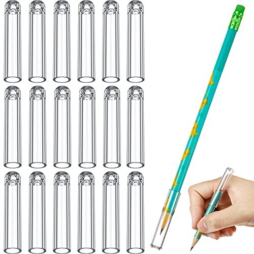 18 Pieces Plastic Pencil Caps, Pencil Tip Protector Cover Clear Pencil ...