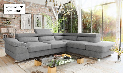 Eckcouch Lagos II mit Bettkasten mit Schlaffunktion Modernes Ecksofa Lagos Sofa | eBay