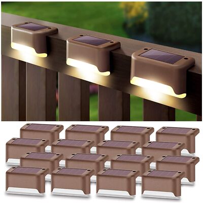 16 Solar LED Bright Deck Lights Outdoor Garden Patio Railing Decks Path ...