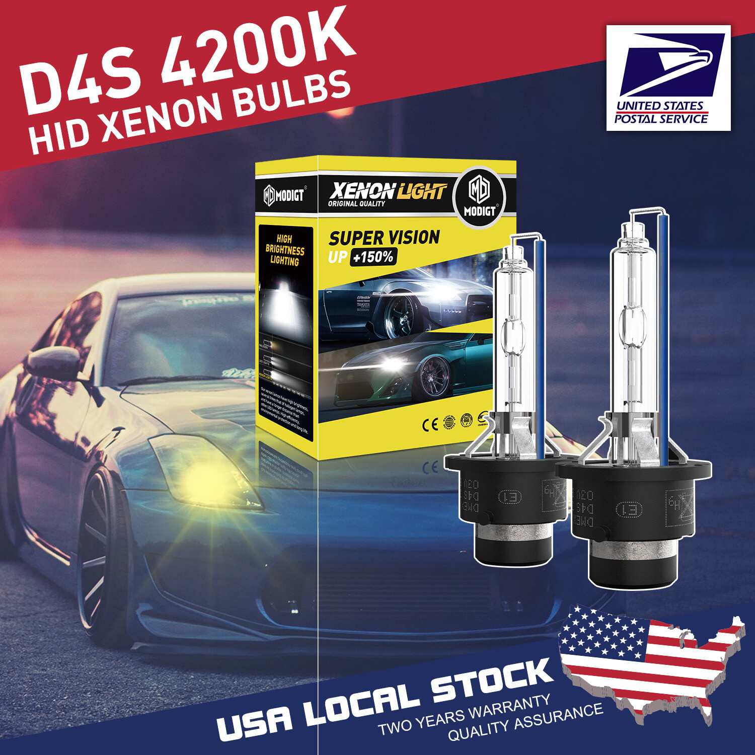 4200K D4S Xenon White HID Plug & Play for Low Beam Socket Light Bulbs ...