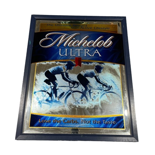 RARE Michelob Ultra Beer Mirror Sign Cycling Biking Bar Pub Mancave ...
