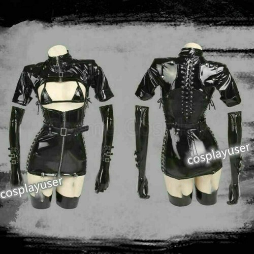 White Cos Dark Reign Nurse Cosplay Costume Leather S-M Leotard Elastic ...