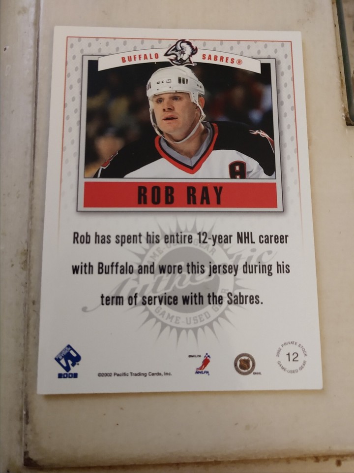 Rob Ray Buffalo Sabres 02 Private Stock Game Gear #12 GAME WORN JERSEY ...