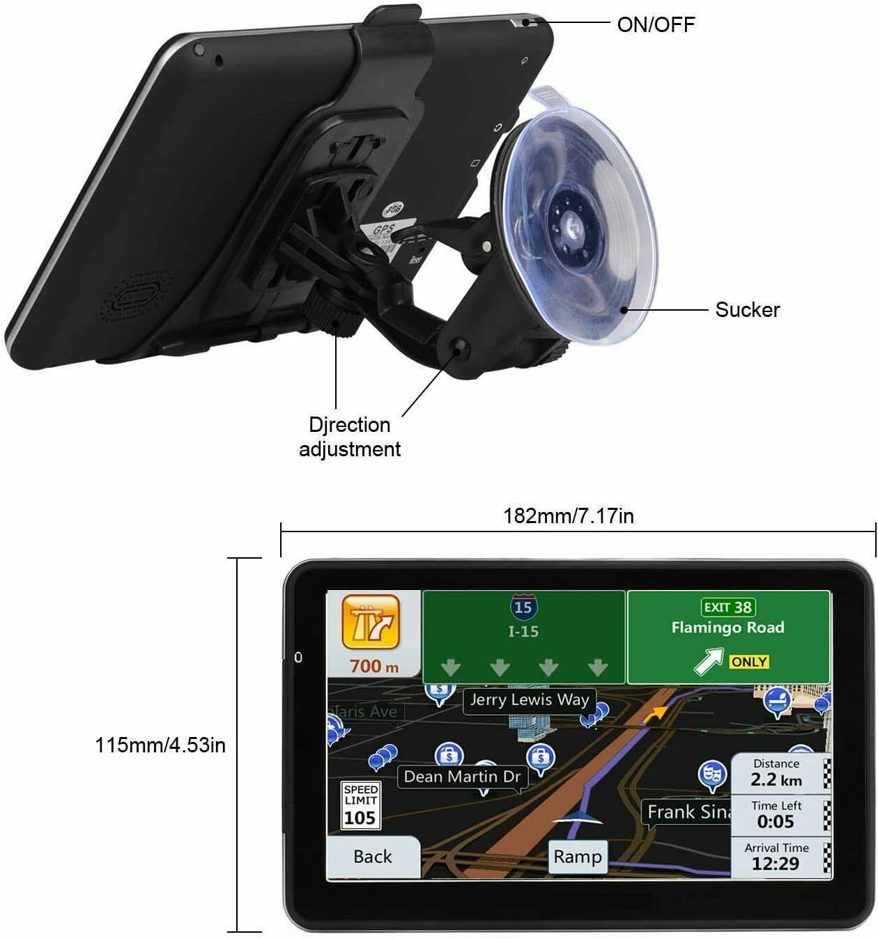 7 Inch Car Gps Navigation Touch Screen 8G+256M With Maps Spoken ...