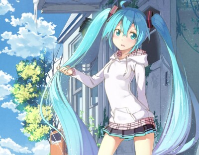 Anime hatsune miku girls long hair cyan skirt twintails CCG Gaming Mat ...