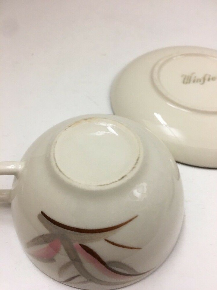 dragon flower Winfield Ware Handcraft China Pair Of Tea Cups & Saucers ...