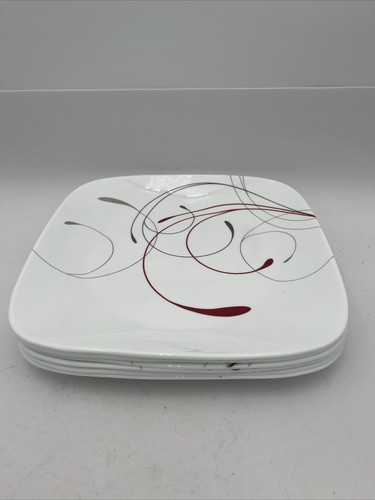 Used Corelle Splendor Square 6 Piece Lunch/Dinner 10 3/8” Plates White ...